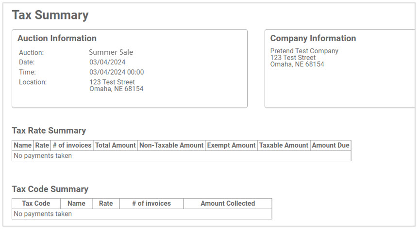 Tax Summary Report – Wavebid